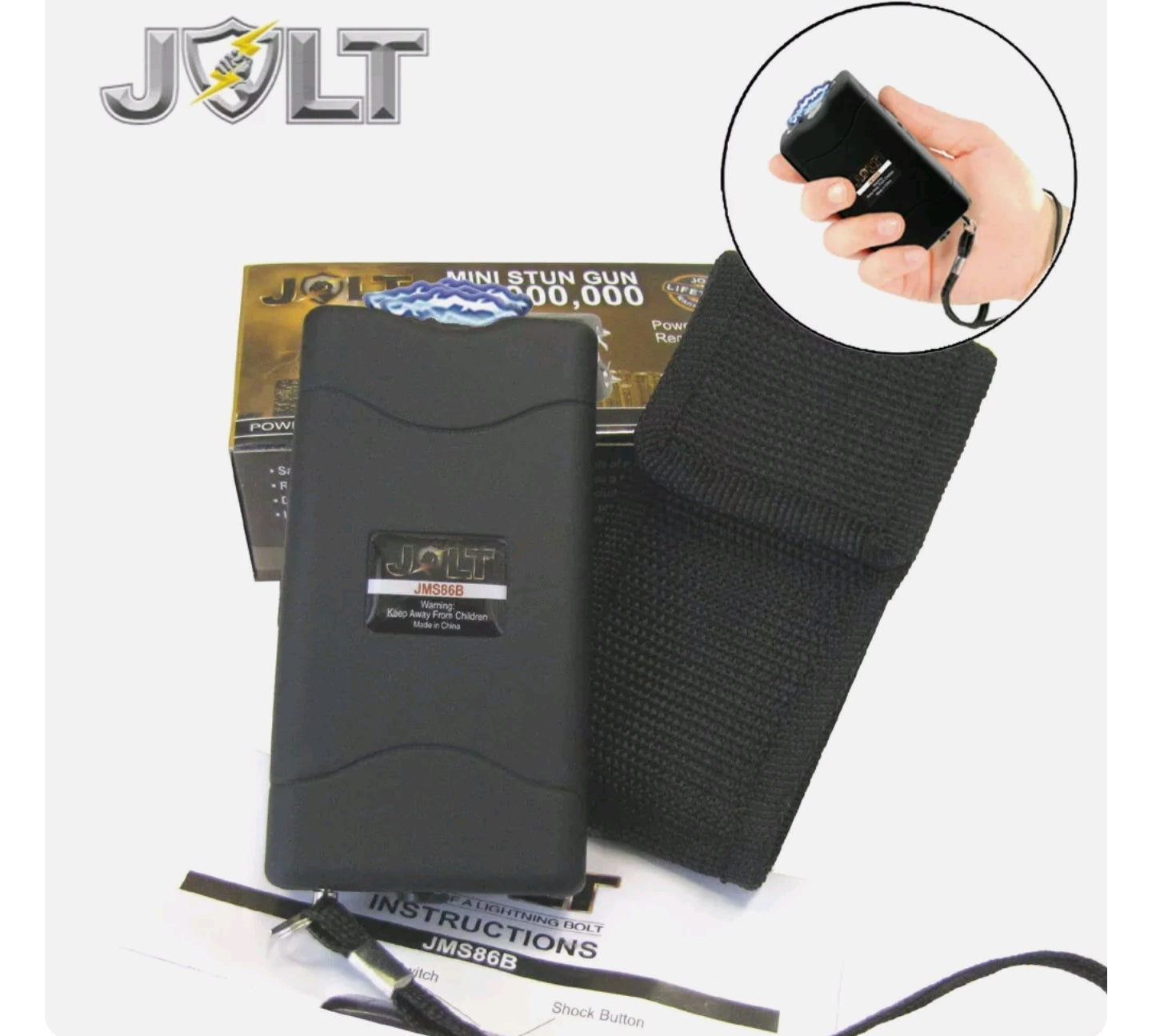 JOLT Mini 86,000,000 Volt STUN GUN with LED Light - Maximum Voltage ...